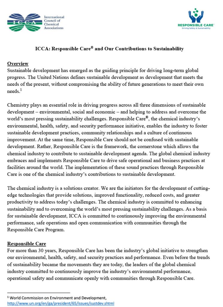 Responsible Care - International Council of Chemical Associations (ICCA)