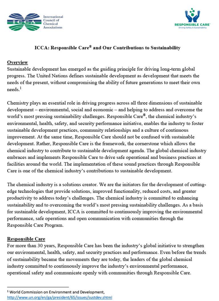 Responsible Care - International Council of Chemical Associations (ICCA)